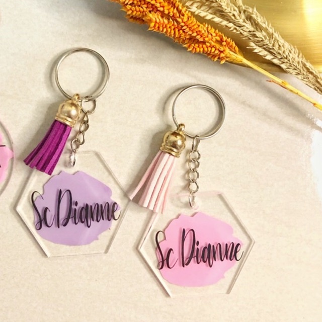 Personalized keychain (vinyl sticker front and back) | Shopee Philippines