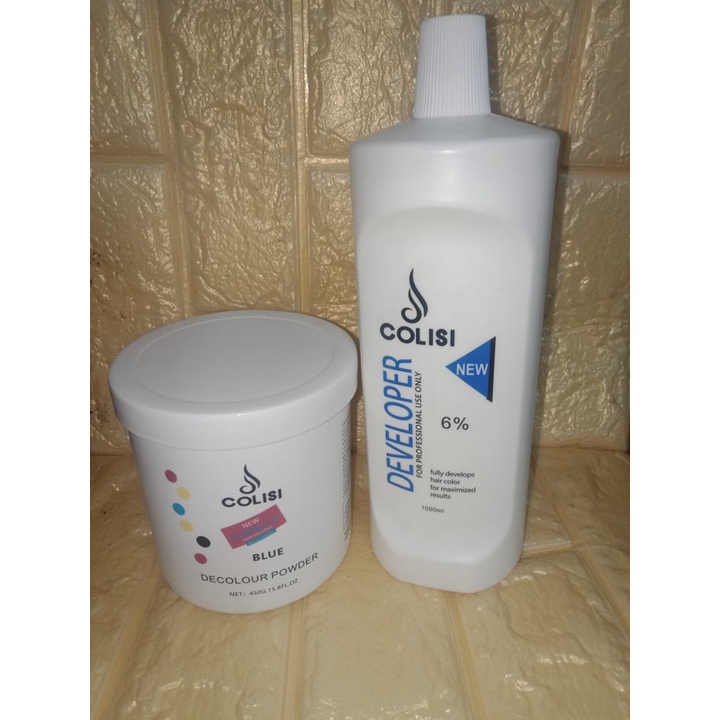 1 Set Colisi Hair Brightener Bleaching Powder 450g and Colisi Oxidizer ...