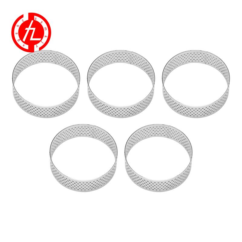 5Pcs 6cm Circular Tart Ring Dessert Stainless Steel Perforation Fruit ...