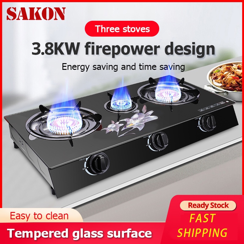 Sakon Gas stove one-piece tempered panel 4000KW firepower design no ...