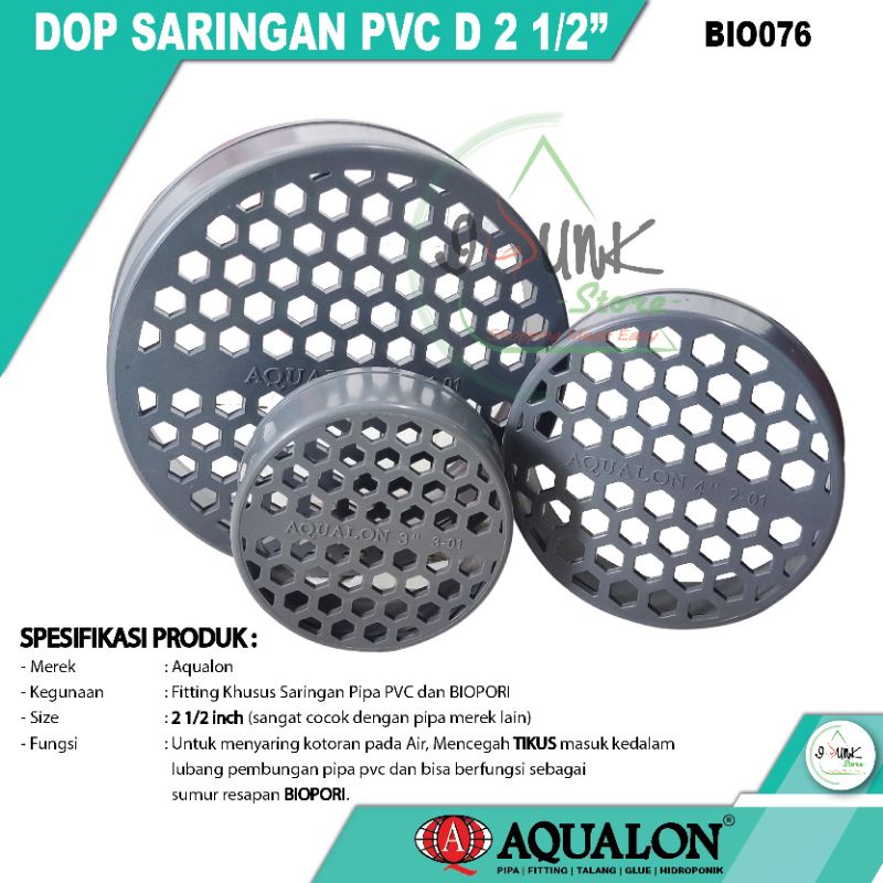 Pvc Pipe Filter Dop D 2 1/2" inch / Hole Cap 2 1/2" inch / Biopori D 2 ...