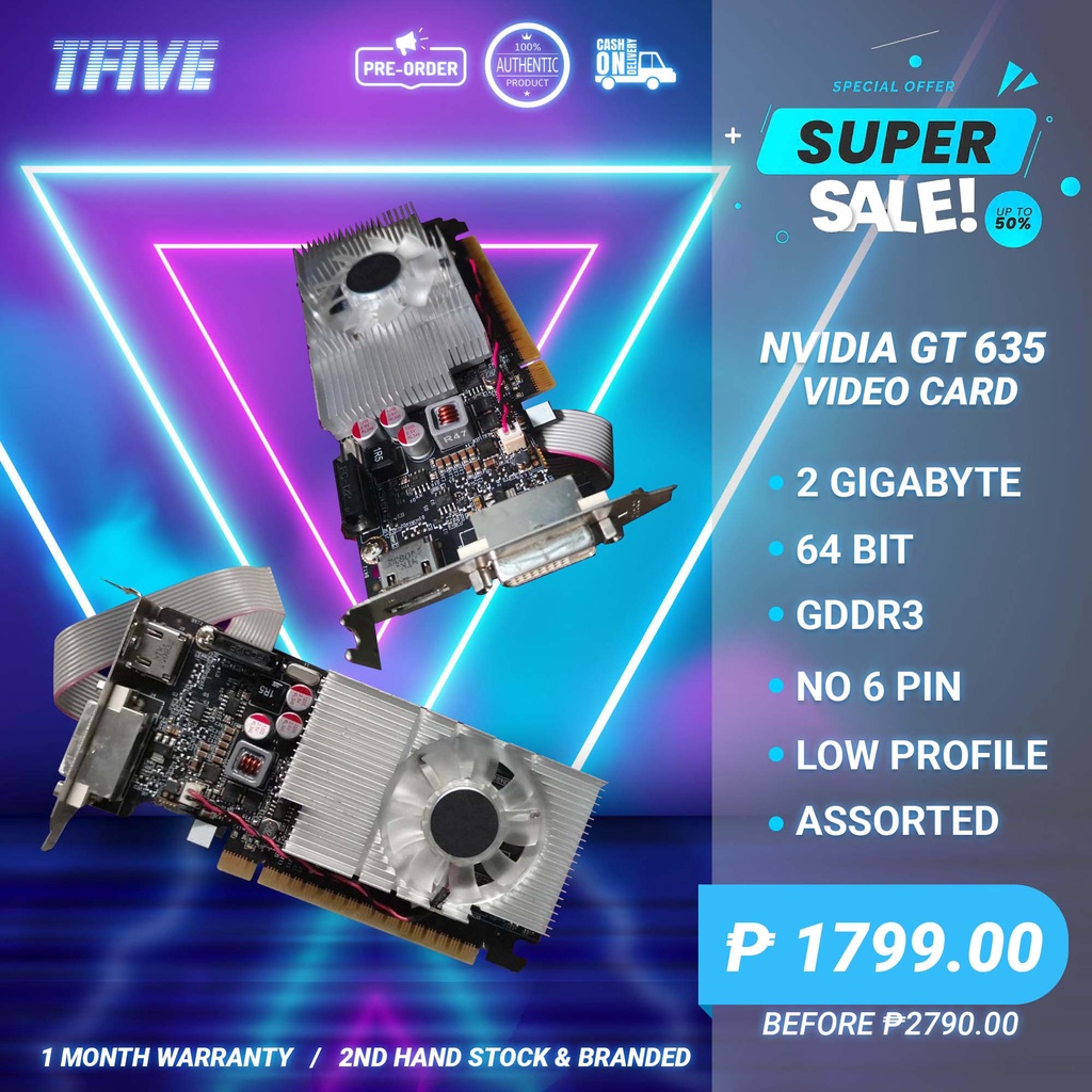 NVIDIA GT635 2GB 64BIT DDR3 LOW PROFILE ASSORTED GPU GRAPHIC CARD ...