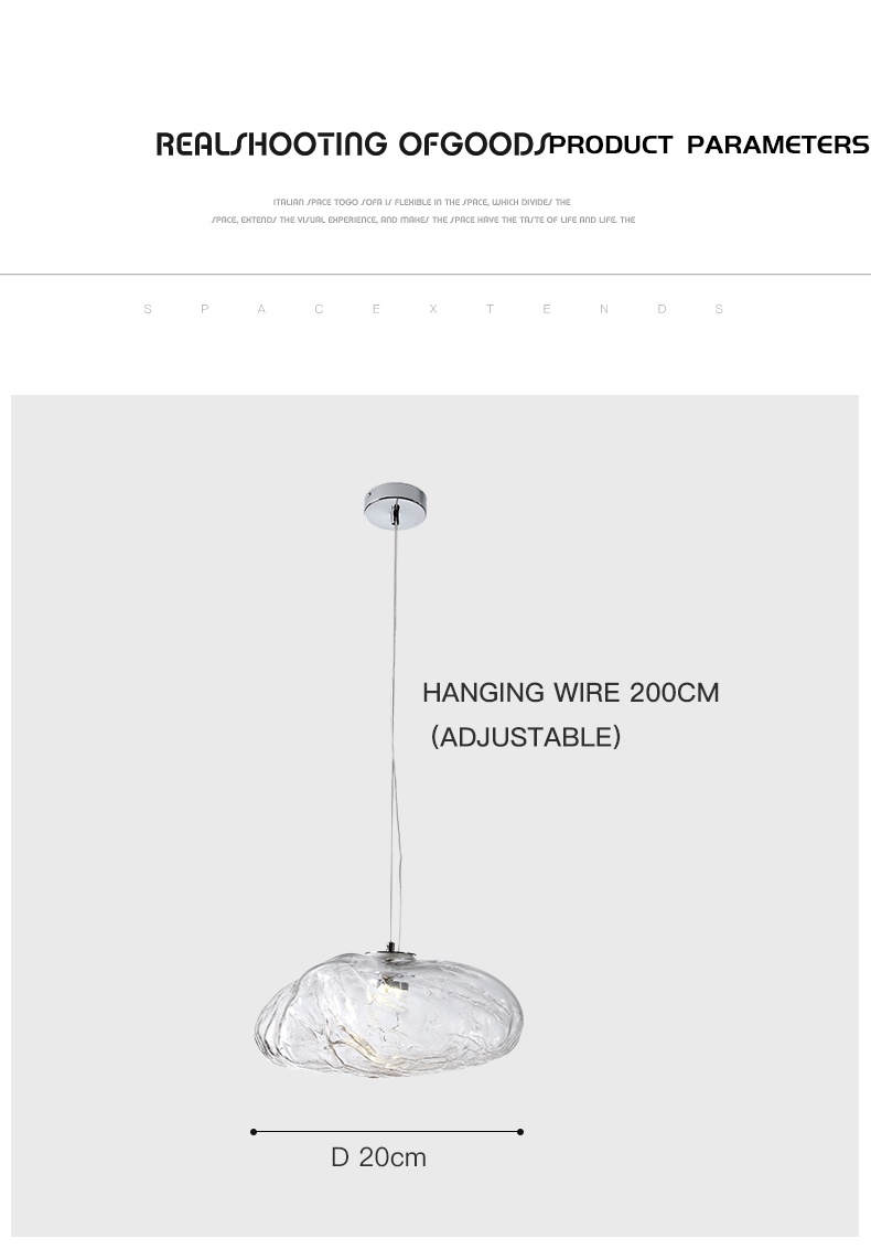 Kagu Led Cloud-Shaped Glass Chandelier Modern Creative Restaurant ...