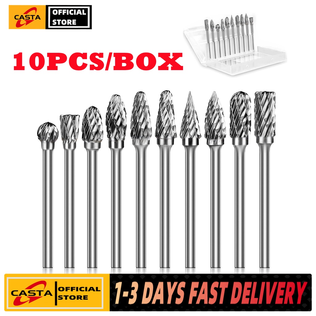 Casta 10pcs Carbide Burr Set Compatible Dremel 1/8" Shank Die Grinder ...