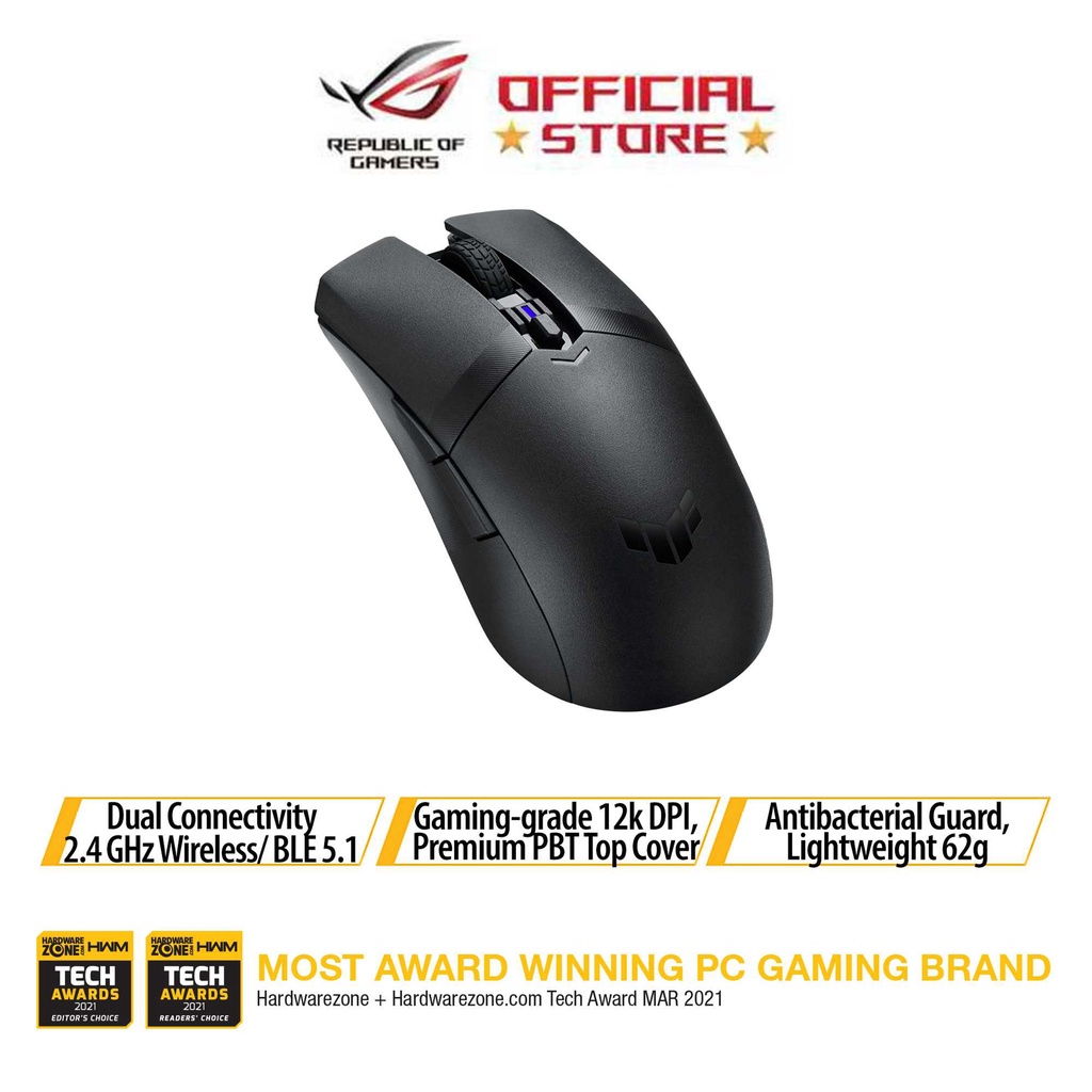 Asus TUF Gaming M4 Wireless Mouse with Dual Wireless Modes 12,000 DPI ...