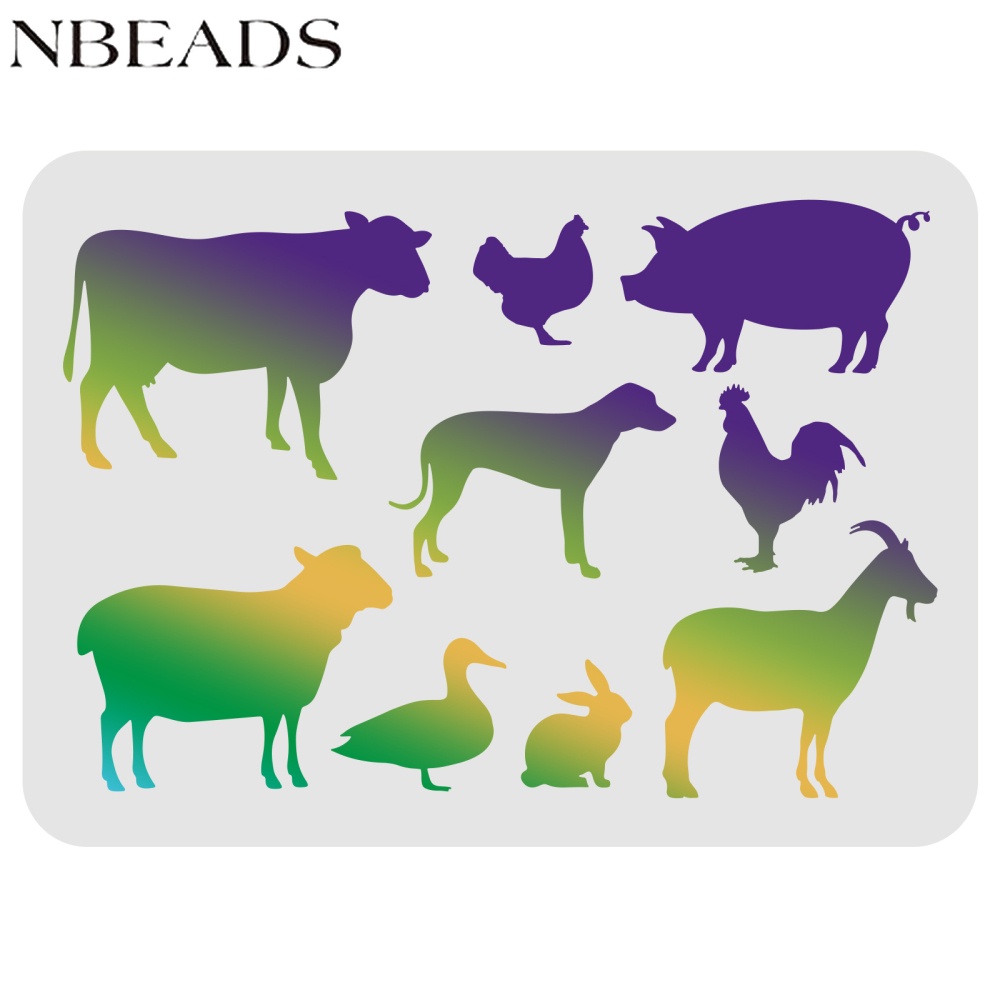 1pc Farm Animals Stencils Template 29.7x21cm Plastic Chicken Dog Duck ...