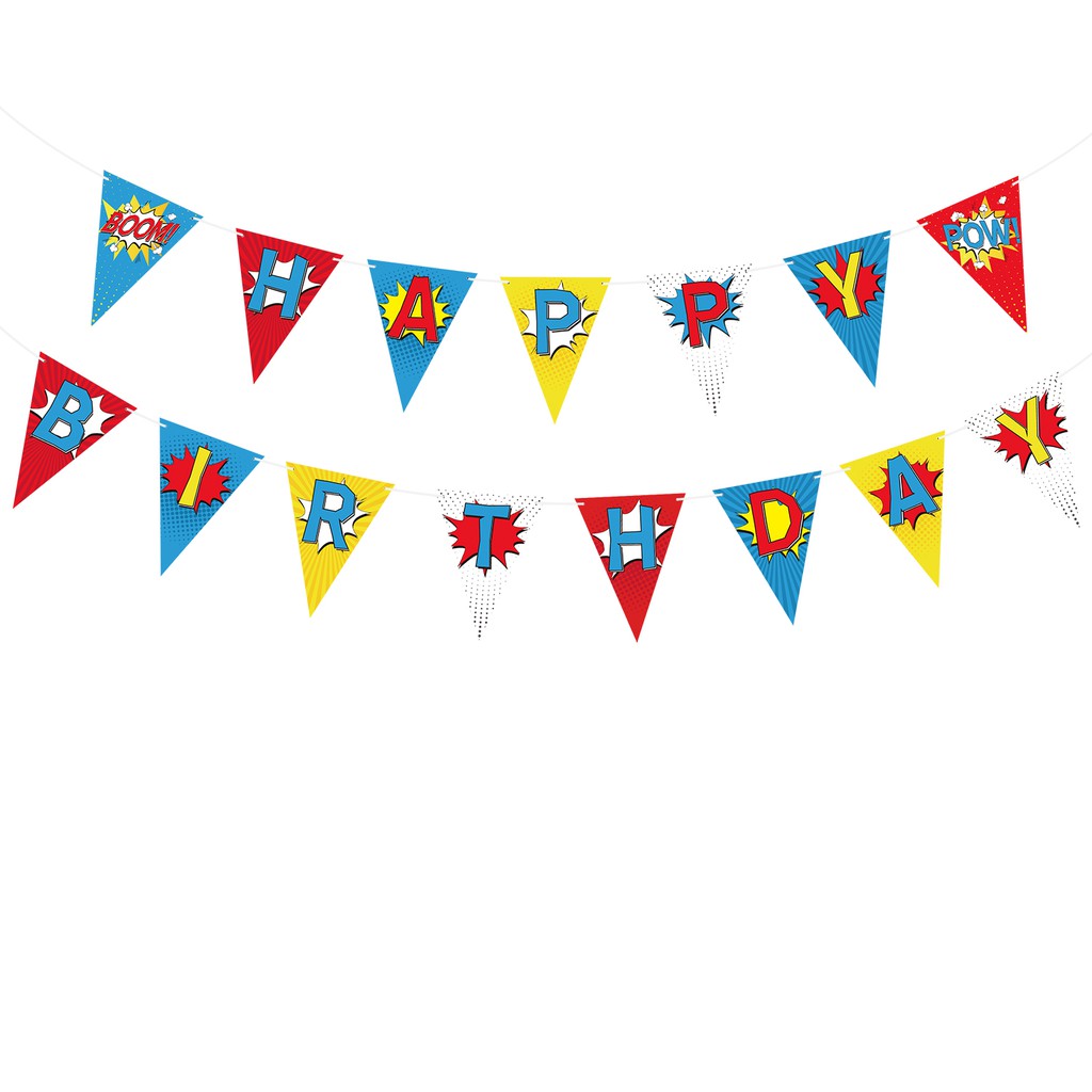 Superhero Happy Birthday Banner Superhero Theme Decoration Supplies ...