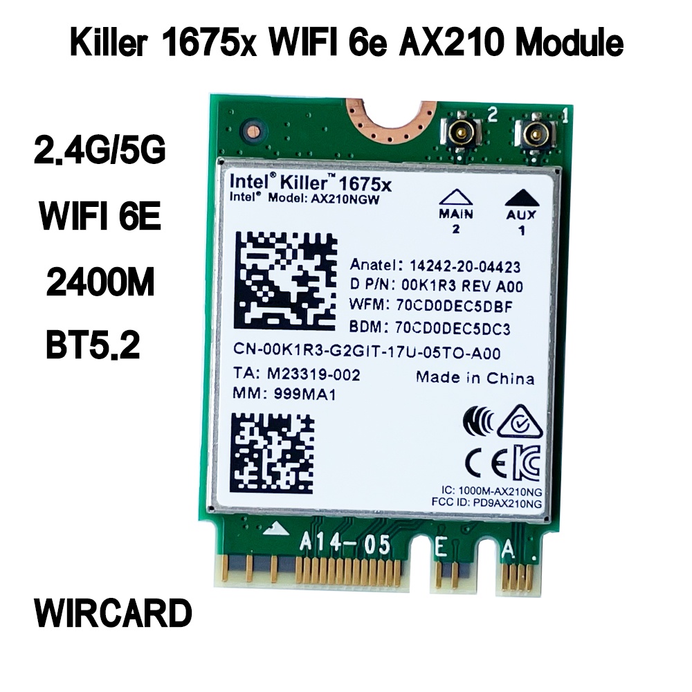 New Killer 1675x AC Dual Band 2.4Gbps WI-FI 6E Wireless AX210 Wifi Card AX210NGW 802.11AX BT5.2 ...