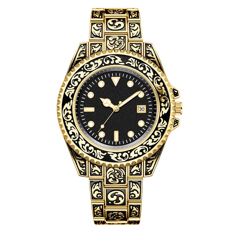 Explosive Business Men's Steel Band Watch Vintage Engraving Water Ghost ...