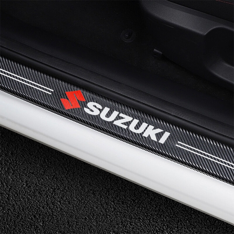 4Pcs Car Door Threshold Step Sticker Carbon Fiber Sill Strip Protection ...