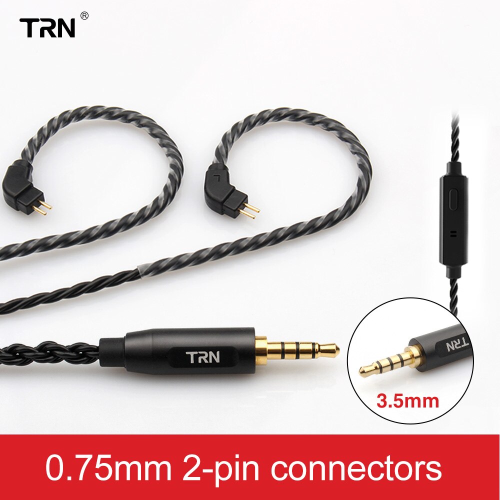 TRN A3 6 Core Braided Silver Plated Cable With Mic HIFI Earphone MMCX ...