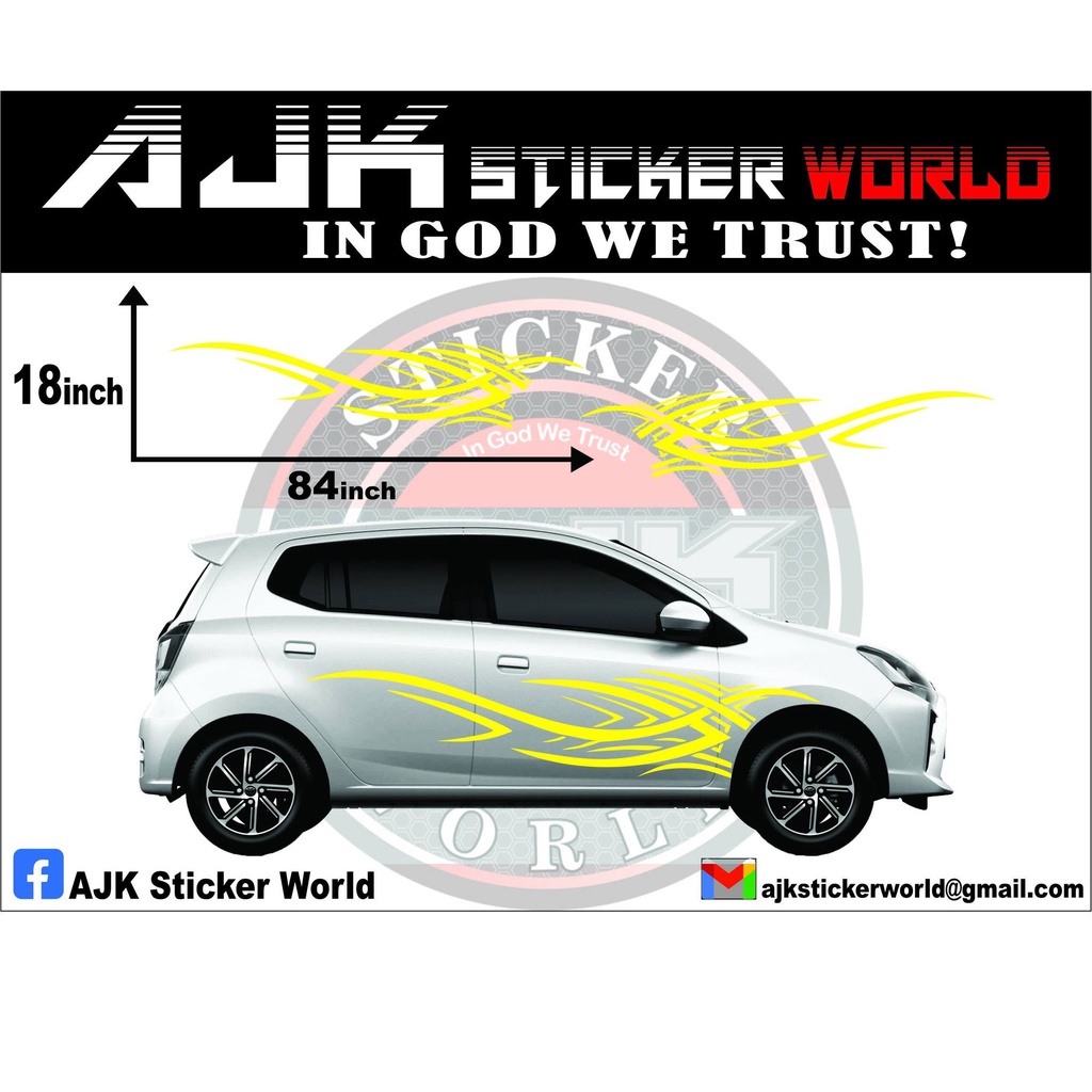 Yellow Toyota Wigo Body Side Car Sticker | Shopee Philippines