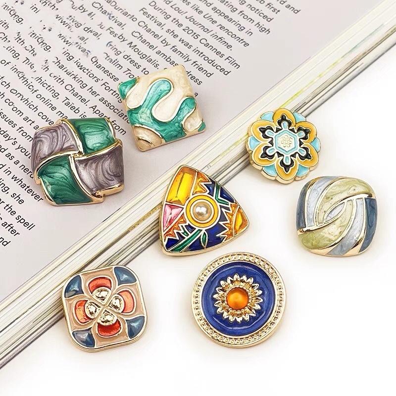 10Pieces/lot 20mm Vintage Ethnic Style Sewing Buttons Round Square ...