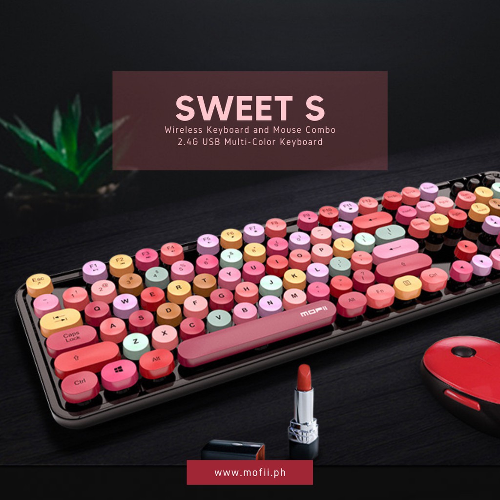 Mofii sweet s full keyboard with number keypad and mouse wireless black ...