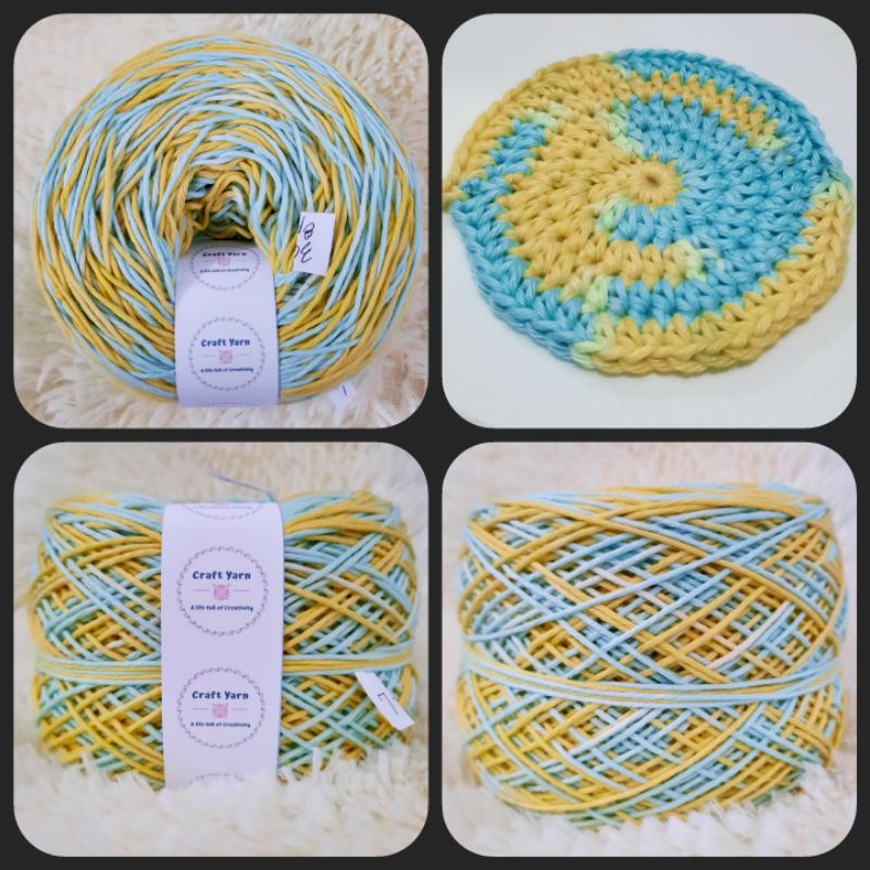 Craft Yarn (7-14) 2 Colors Hand Dyed Cotton Yarn (100g,200g,300g) (6ply ...