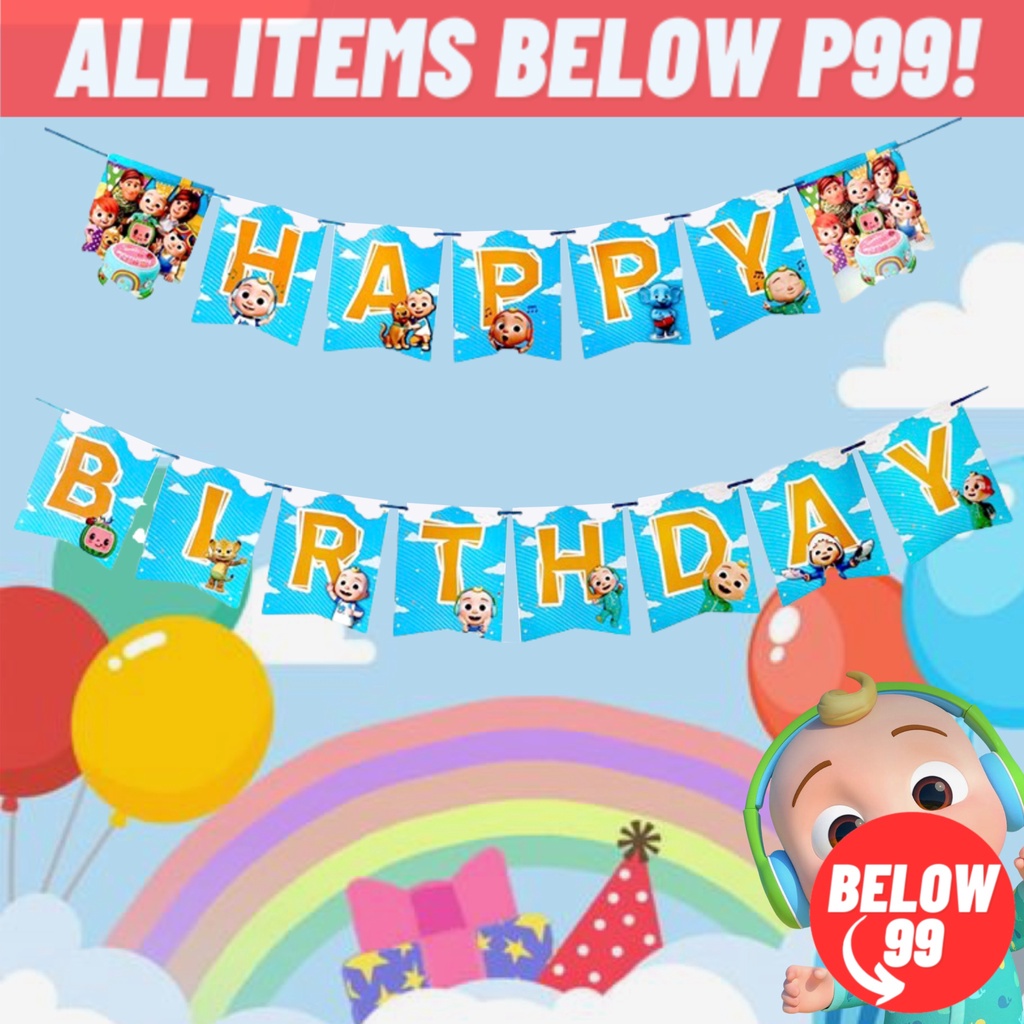 Cocomelon Banner Happy Birthday Banner Cocomelon Theme Coco melon JJ ...