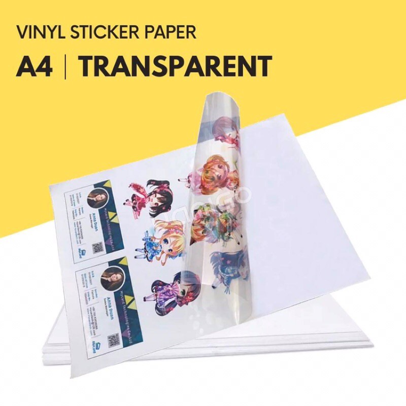 YAMIGO A4 Inkjet Clear Vinyl Sticker Paper Transparent Non-Waterproof ...
