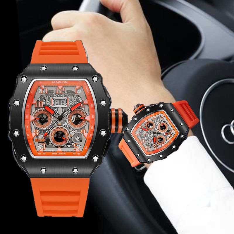 RM multifunctional quartz watch skull cutout watch men's watch fashion ...