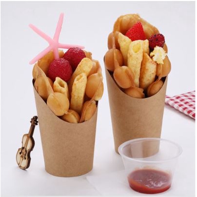 [25pcs or 50pcs] Kraft Paper Cup Egg Waffle French Fries Holder ...