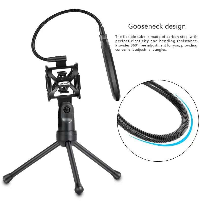 Universal Solid Brass Microphone Stand Desk Mic Stand with filter ...