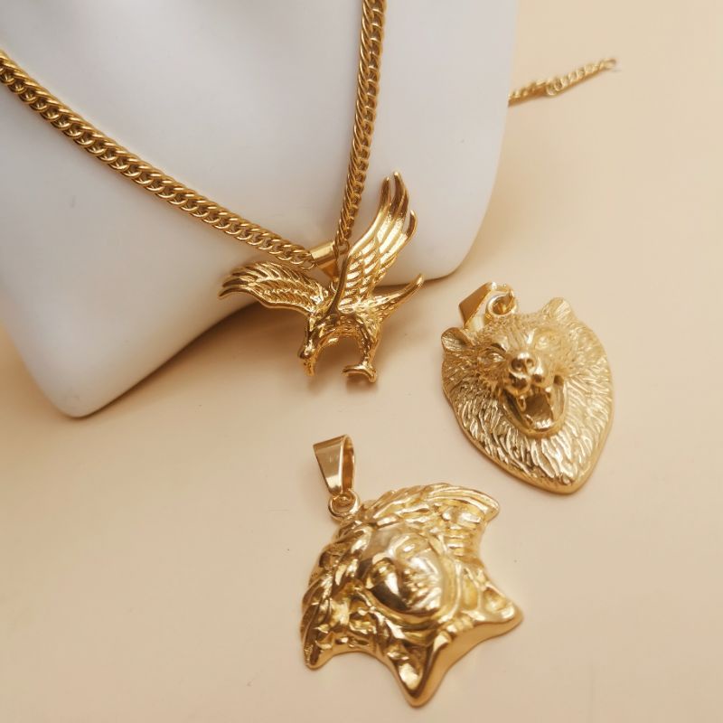 Versace Eagle Lion Stainless Gold Pendant or Necklace set For Women Men ...