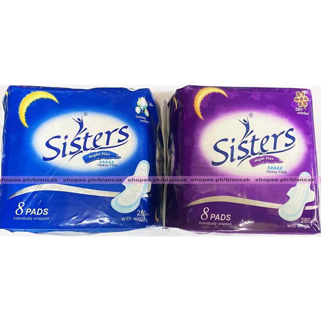SISTERS NIGHT USE FEMININE PADS NAPKIN NET COTTONY (8 PADS) (BEAUTY ...