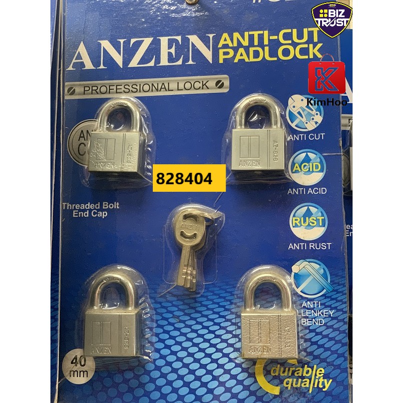 Heavy Duty Anzen Anti-Cut Padlock 828 Series 40mm & 50mm (5 IN 1 ...