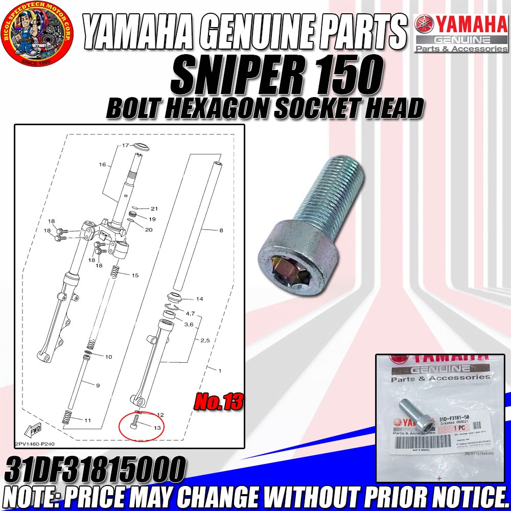 SNIPER 150 BOLT HEXAGON SOCKET HEAD (YGP) (GENUINE: 31D-F3181-50 ...