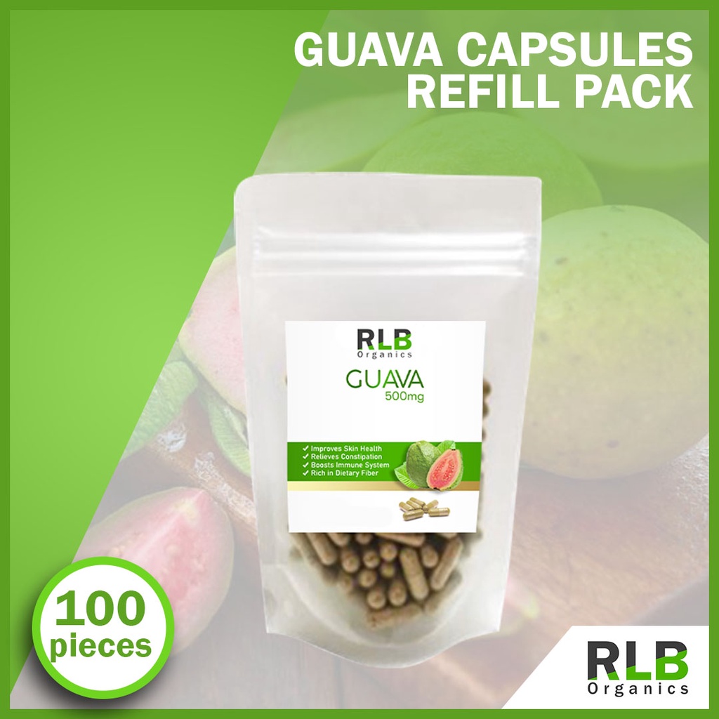 Pure Organic Natural Guava Leaf Capsules Refill Pack (100, 60, 30 ...