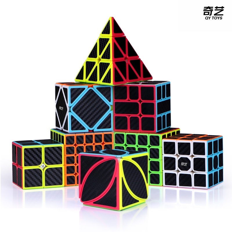 QiYi 2x2 3x3 4x4 5x5 Pyraminx Speed Cube with Carbon Fiber Sticker ...
