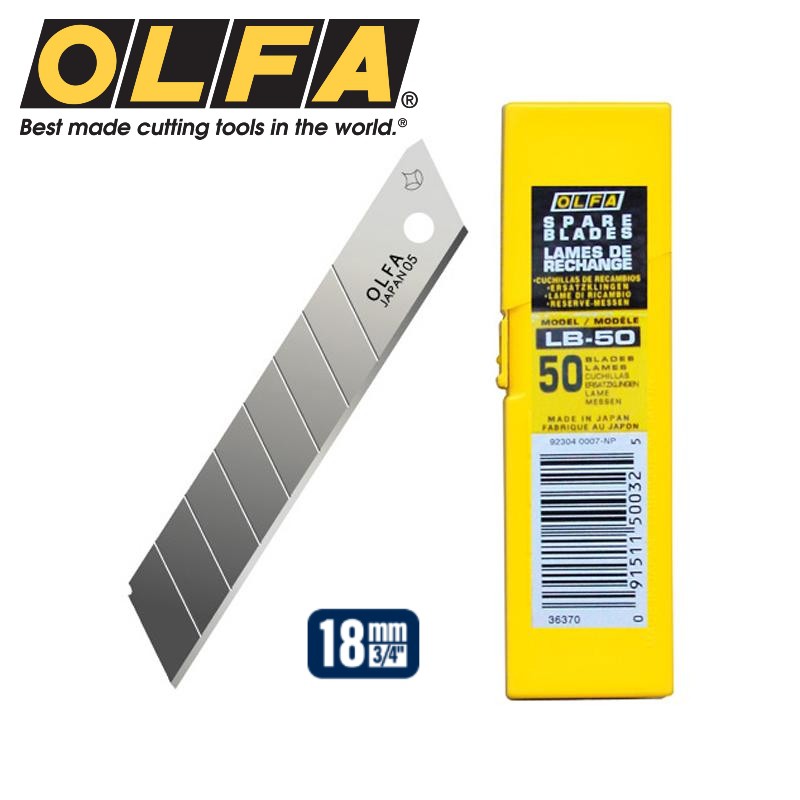 Olfa Cutter Blade LB 50 Heavy Duty silver snap 18mm blades (pack of 50 blades) | Shopee Philippines