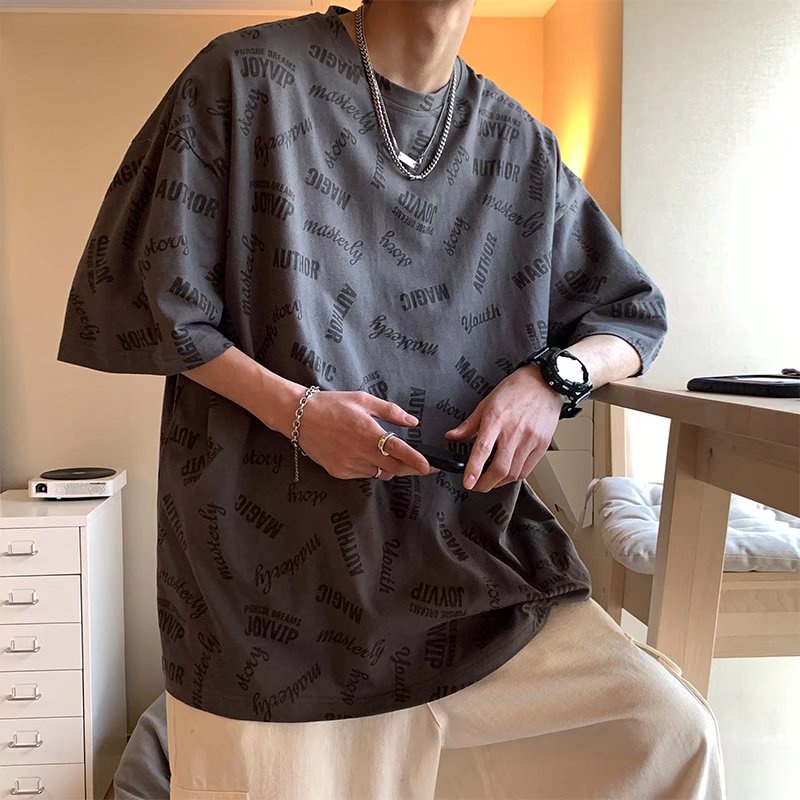 【Plus Size】M-5XL 6XL 7XL Fashion Men's Oversized tshirt Loose Short-Sleeved T-Shirt Korean Ins ...