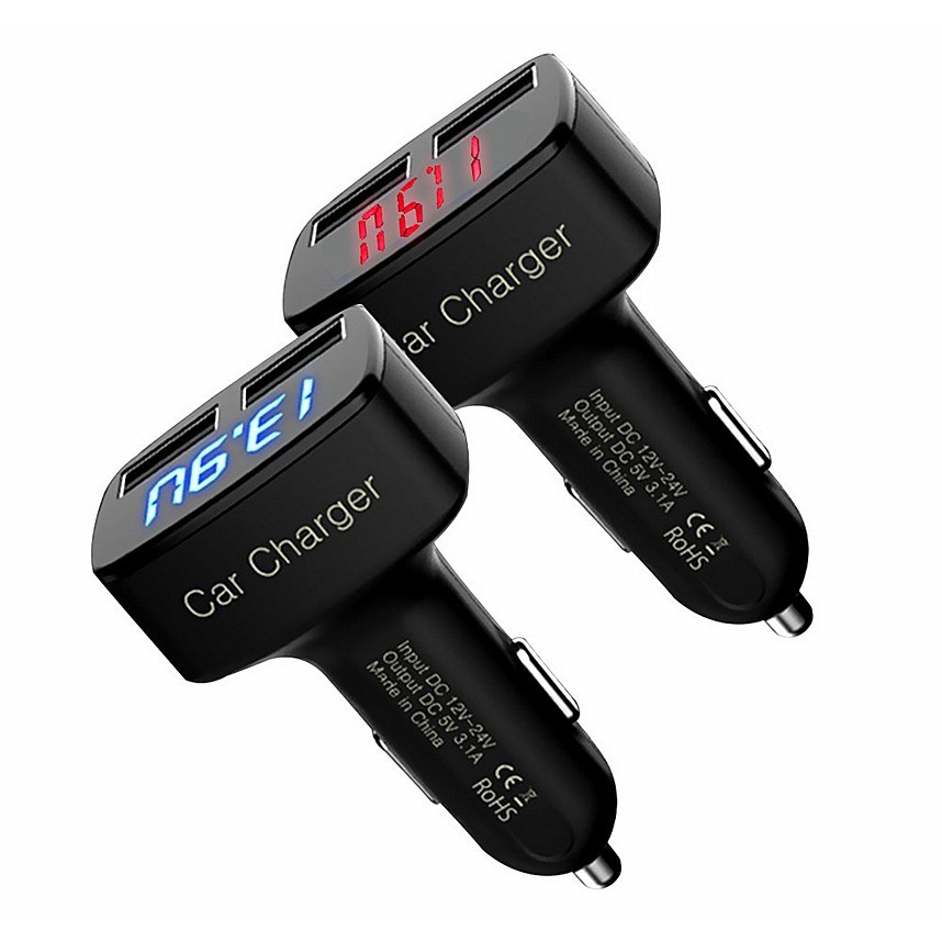 Car USB Charger 5V 2 Ports USB Universal Car Charger Adapter With Blue ...
