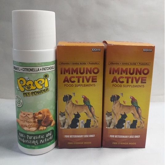 [VET SUPPORT] 2box Immuno Activ 100ml + 1pc Papi Pet Powder / Pet ...