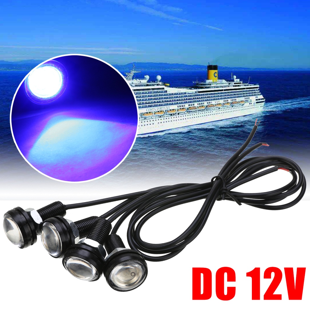 4x Blue LED Boat Light Waterproof Outrigger Spreader Transom Underwater ...