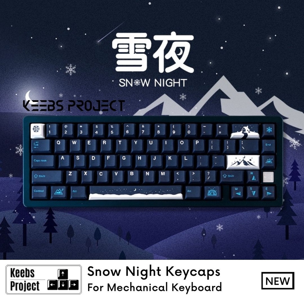 Snow Night Keycaps Cherry Profile 129Key PBT Height Full Five-Sided ...