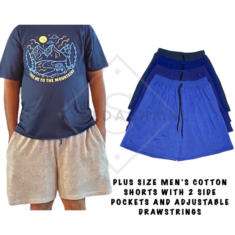 PLUS SIZE Cotton Men’s Shorts with 2 side pockets & Adjustable ...