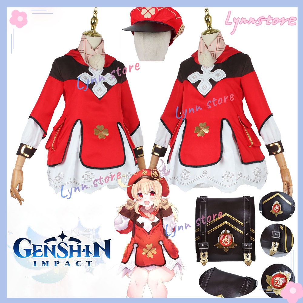 Genshin Impact Cosplay Klee Cosplay Costume Backpack Wigs Shoes Loli ...