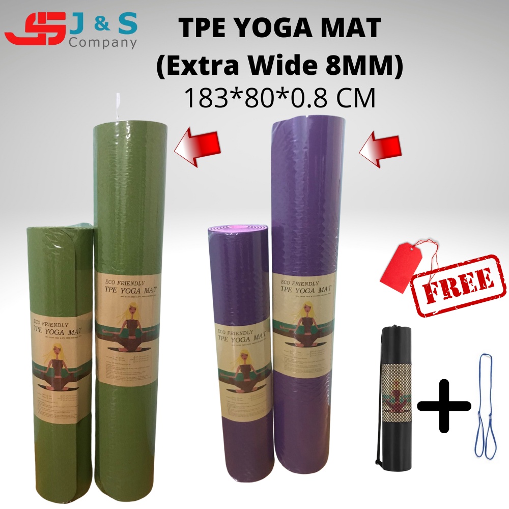 J&S Authentic TPE Yoga Mat (Extra Wide) 183*80*0.8 CM Non Slip Free ...