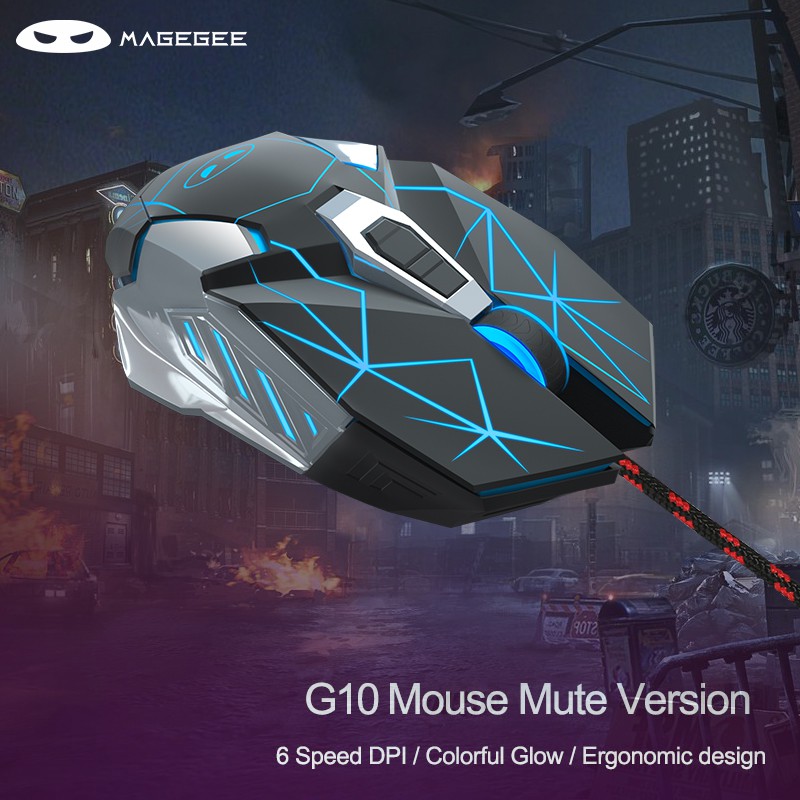 MageGee G10 Gaming Mouse Wired Silent Mouse 7 Colors Breathing LED ...
