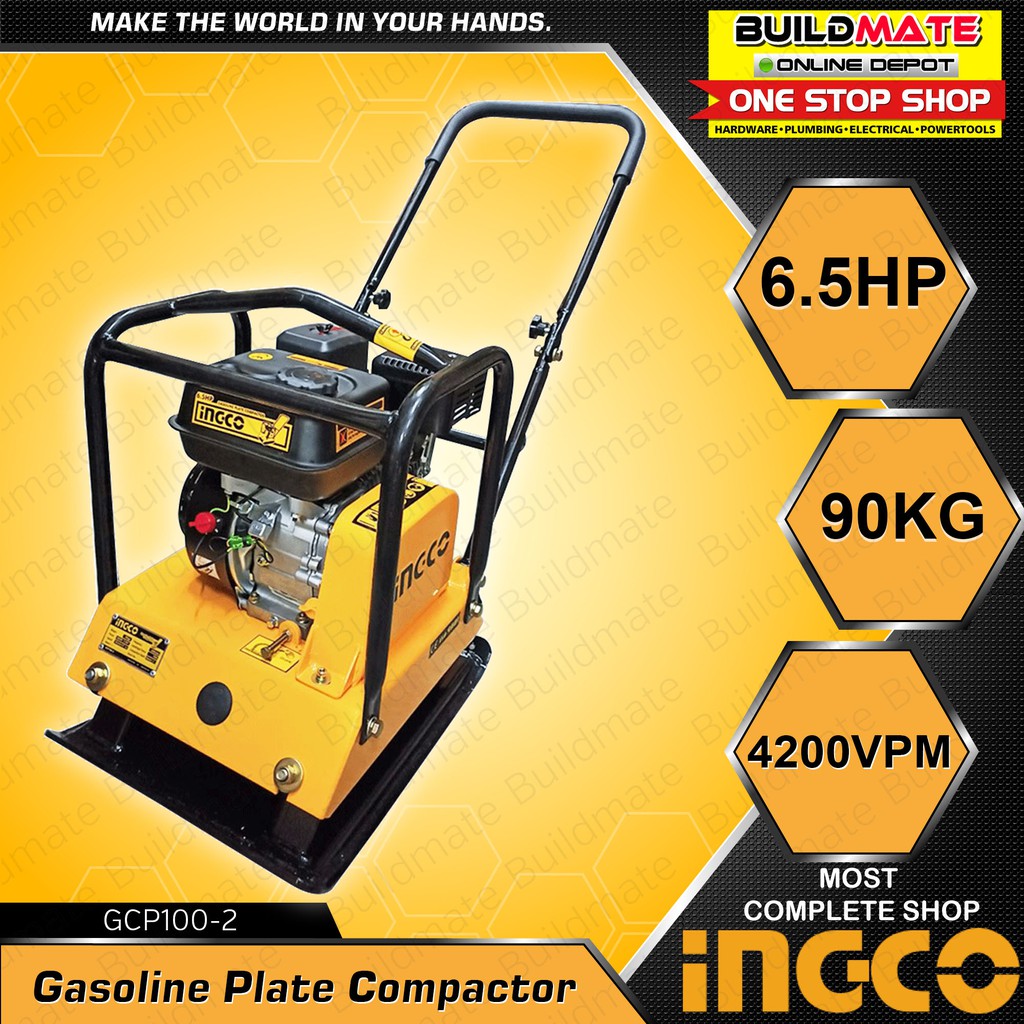 Buildmate x INGCO Gasoline Plate Compactor 4.8KW 6.5HP GCP100-2 IPT ...
