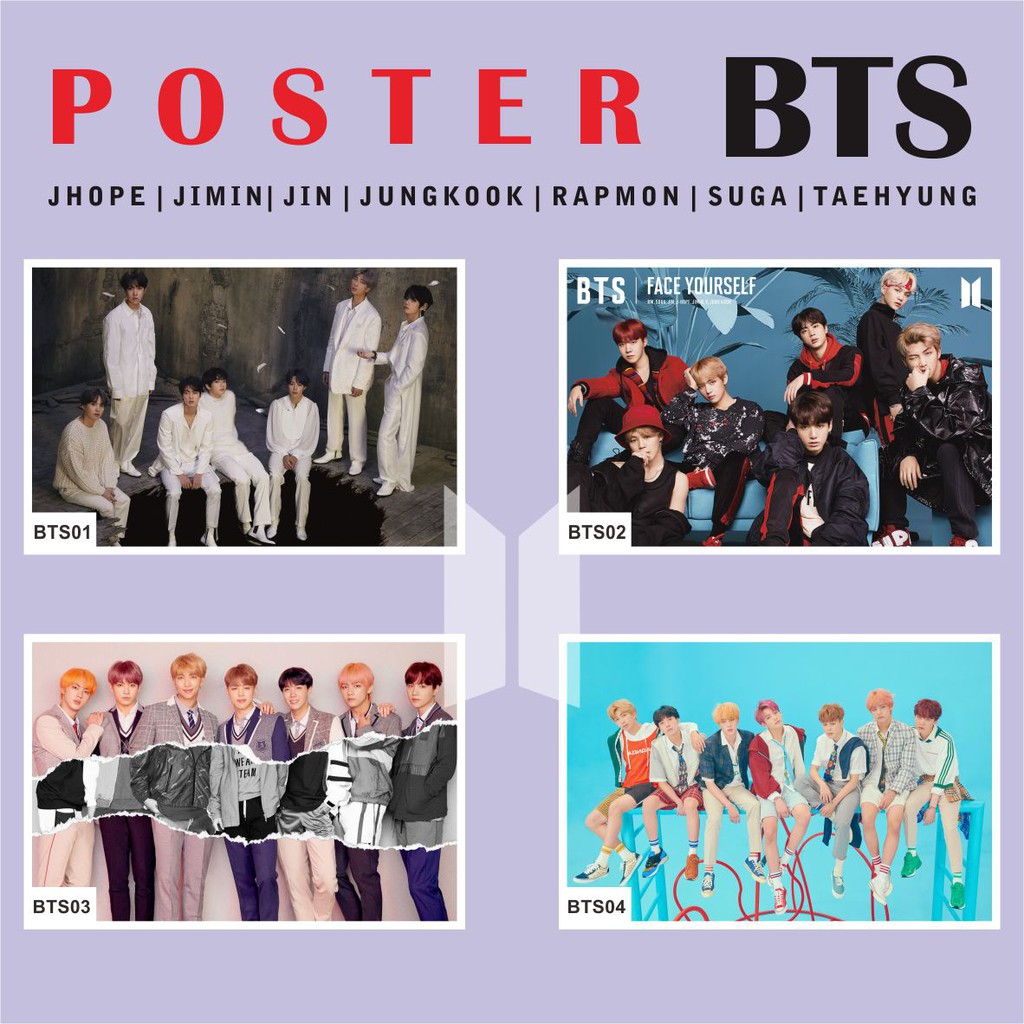 Poster A3+ BTS All Members - Jhope Jimin Jin Jungkook Rapmon Suga ...