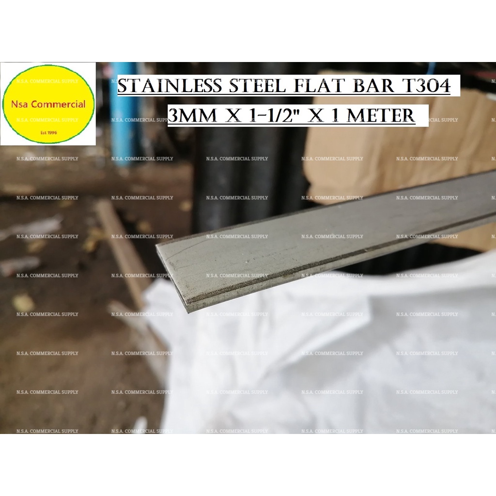 Stainless Steel Flat Bar 3mm x 1-1/2" x 1 Meter T304 (Mill Finished ...