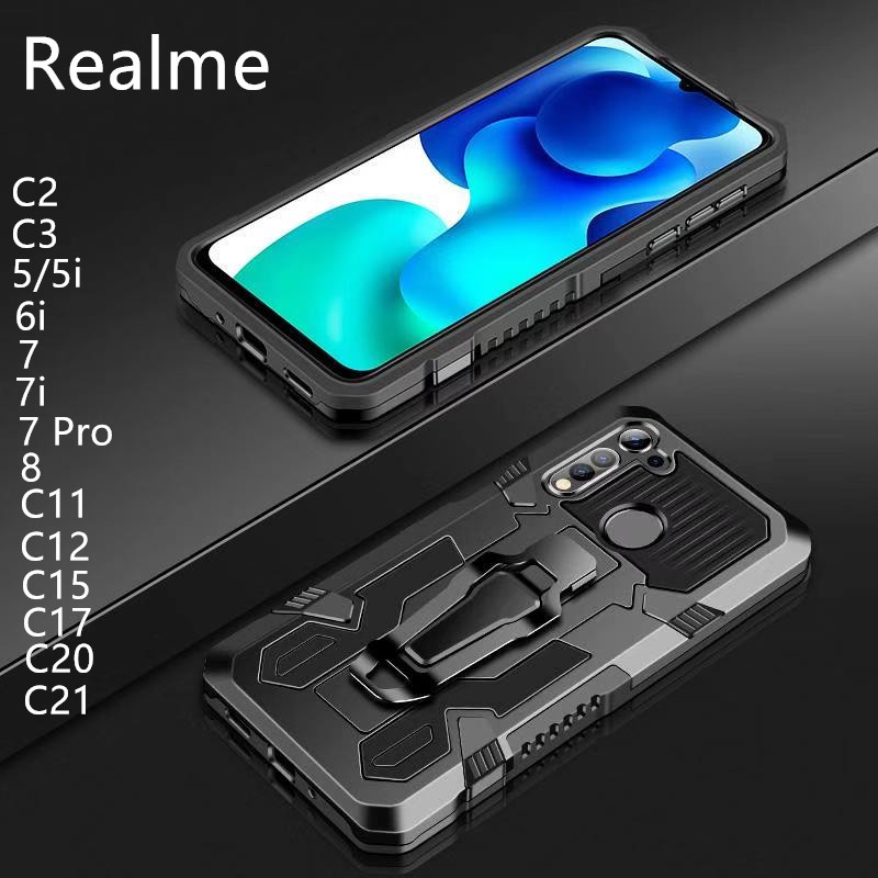 Realme C2 C3 5/5i 6i 7 7i 7 Pro 8 C11 C12 C15 C20 C21Y Phone Case Shockproof stand Cover With ...