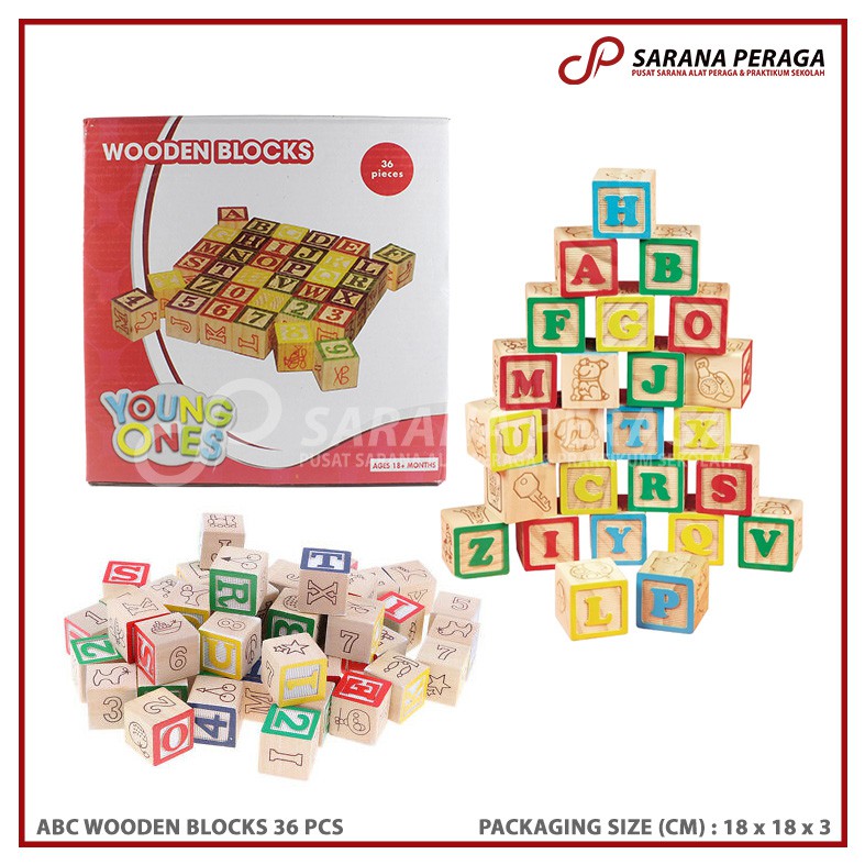 Teaching Aids - ABC Wooden Blocks 36 Pcs Letters and Numbers ...