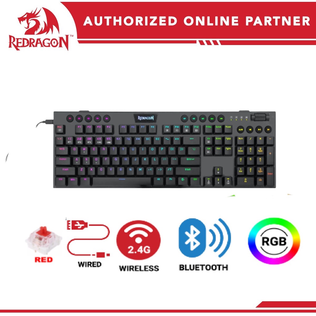 Redragon K618-RGB Horus Wireless RGB Mechanical Keyboard Black | Shopee ...