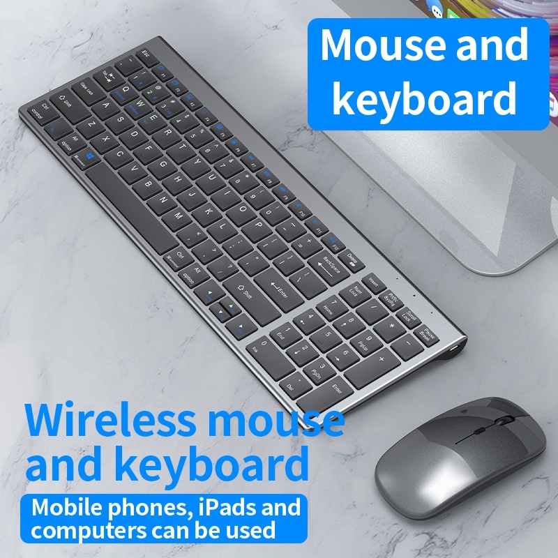 Wireless Bluetooth Rechargeable Slim Silent Keyboard and Mouse Set ...