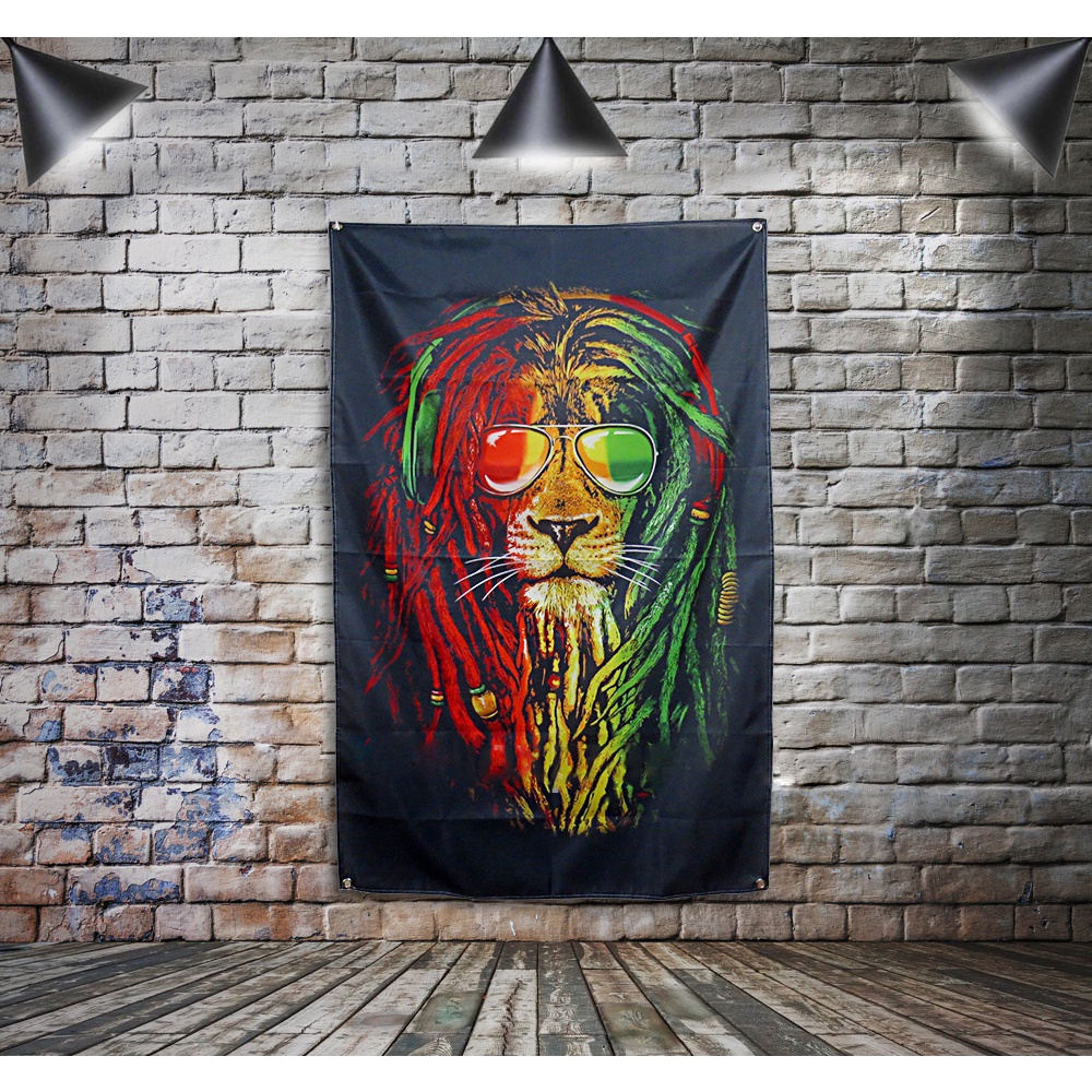 Rastafari Lion Music Rock Rasta Reggae Jamaica Poster Flag freedom ...