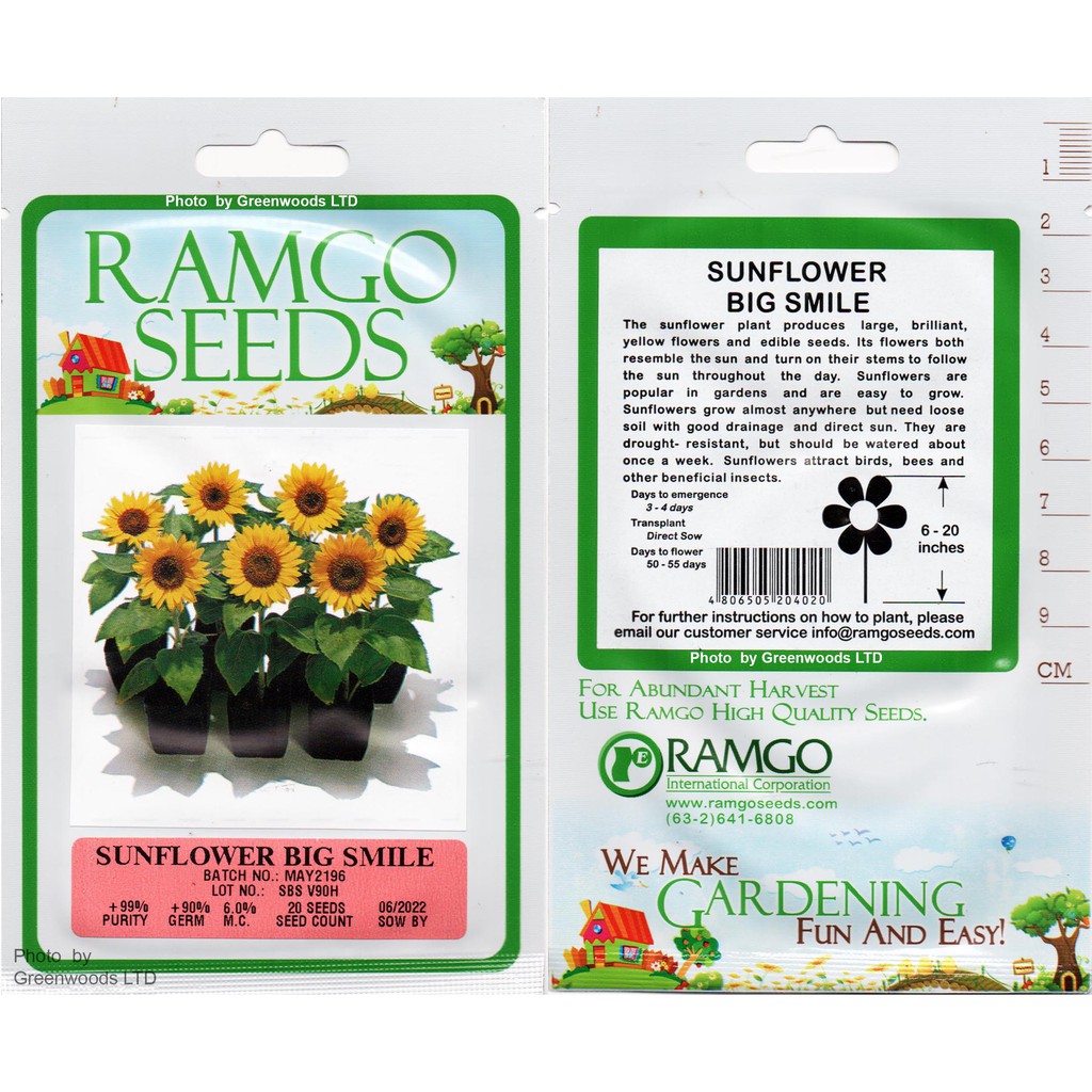 Ramgo Sun Flower Seeds Original Packaging - Sold per Pack per Variety ...