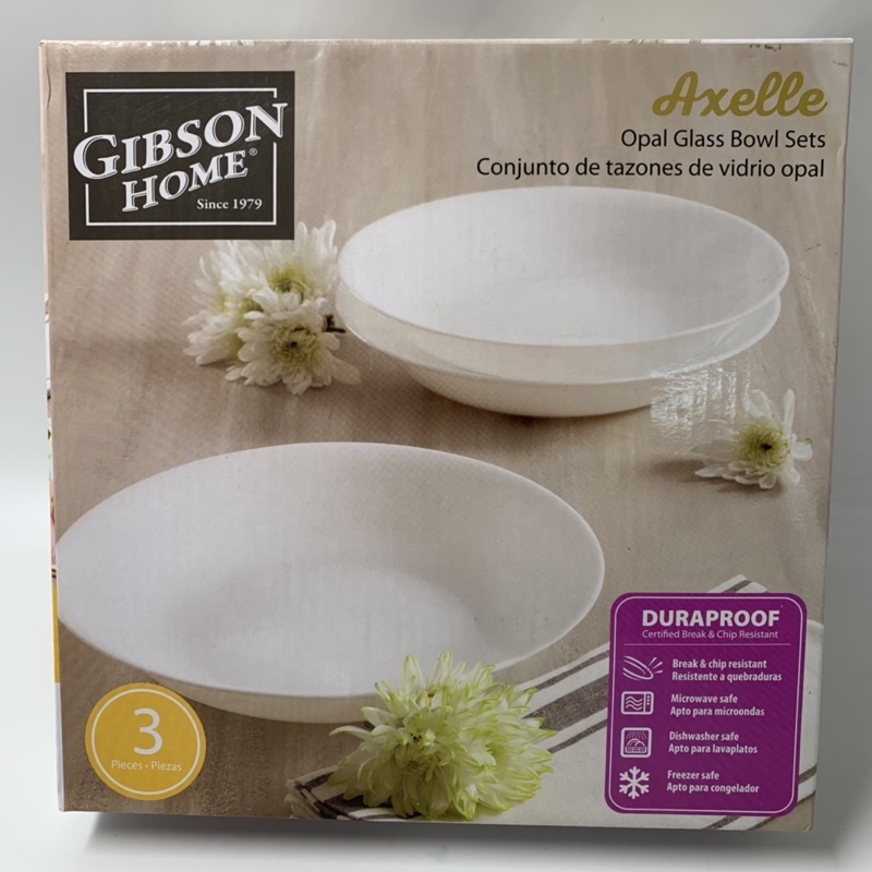 Gibson Home Axelle Opal Glass Bowl Set of 3 | Shopee Philippines